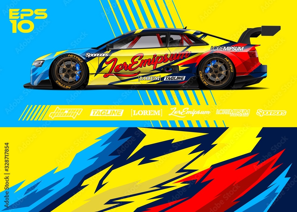 Race car graphic livery design. Abstract sport racing background for ...