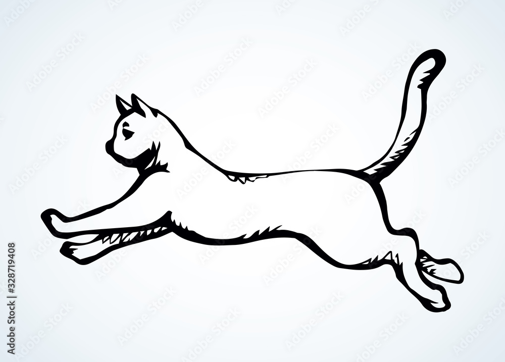 Jumping cat. Vector drawing icon Stock Vector | Adobe Stock