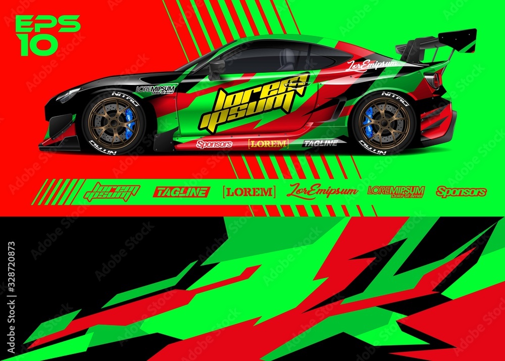 Race car graphic livery design. Abstract sport racing background for ...