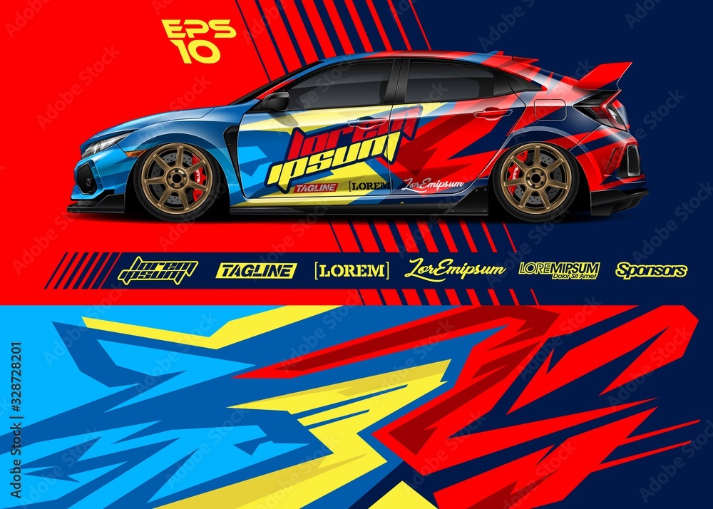 Race car graphic livery design. Abstract sport racing background for ...