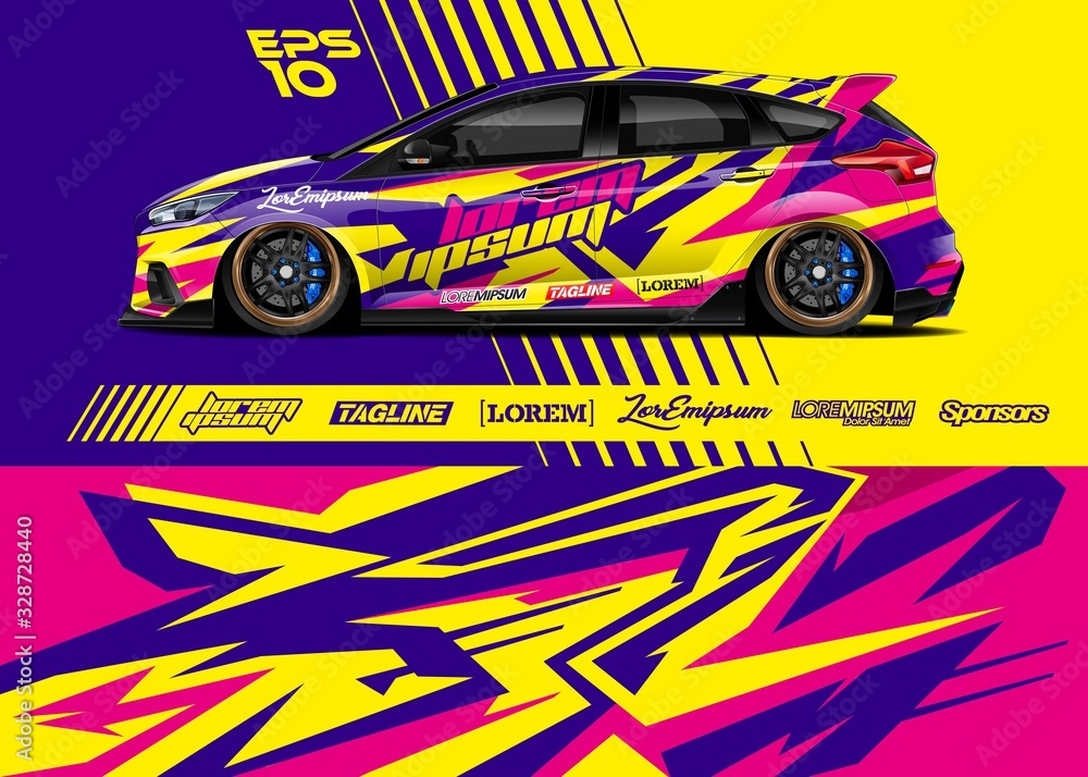 Race car graphic livery design. Abstract sport racing background for ...