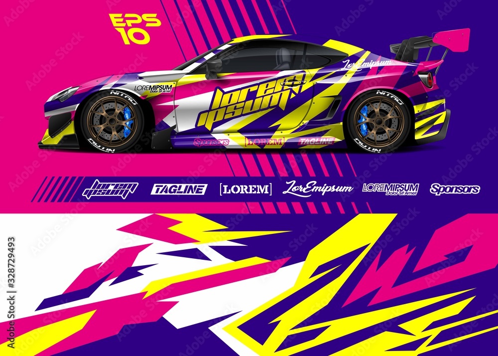 Race car graphic livery design. Abstract sport racing background for ...