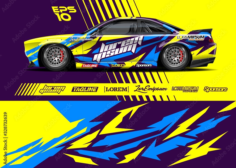 Race car graphic livery design. Abstract sport racing background for ...