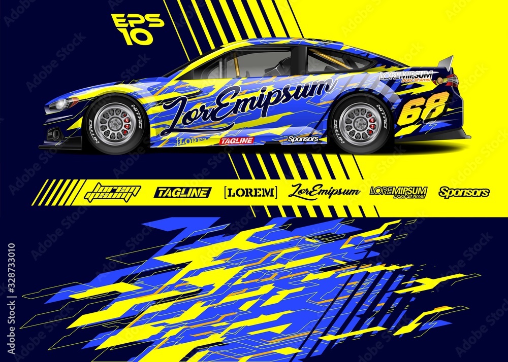 Car graphic livery design vector. Abstract stripe racing background for ...