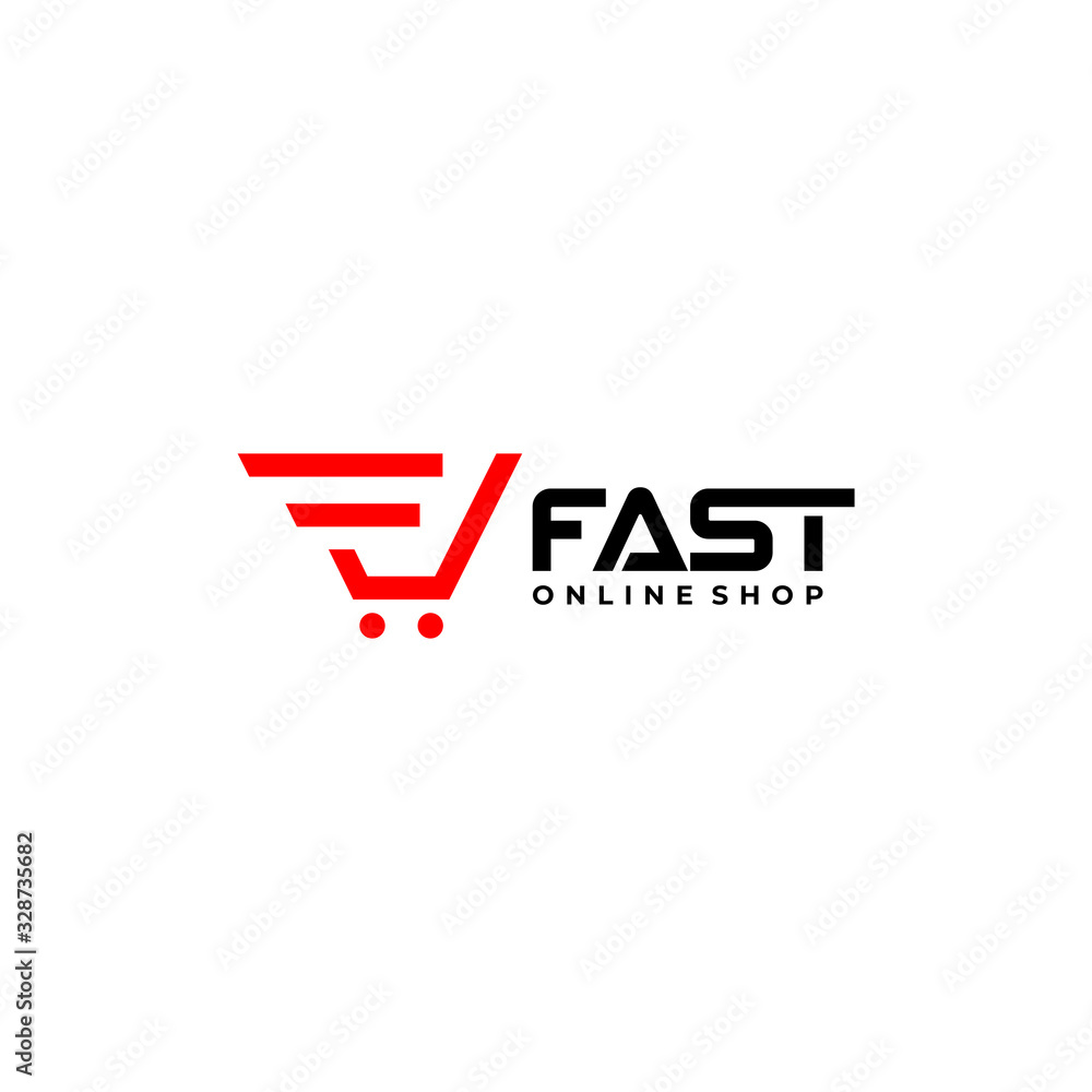 Modern logo design of letter F and the online shop bracket with clean ...