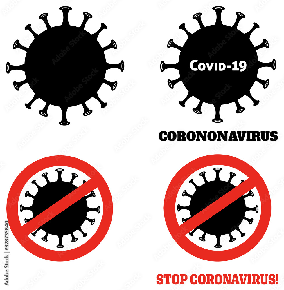 Coronavirus (COVID-19) Black Silhouette of Pathogenic Bacteria Design ...
