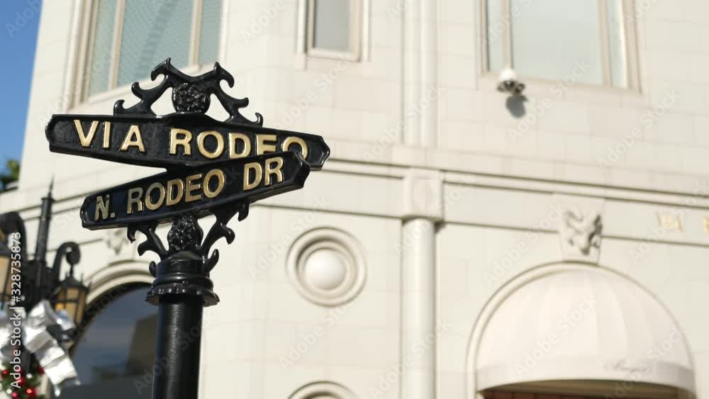 World famous Rodeo Drive symbol, Cross Street Sign, Intersection in ...