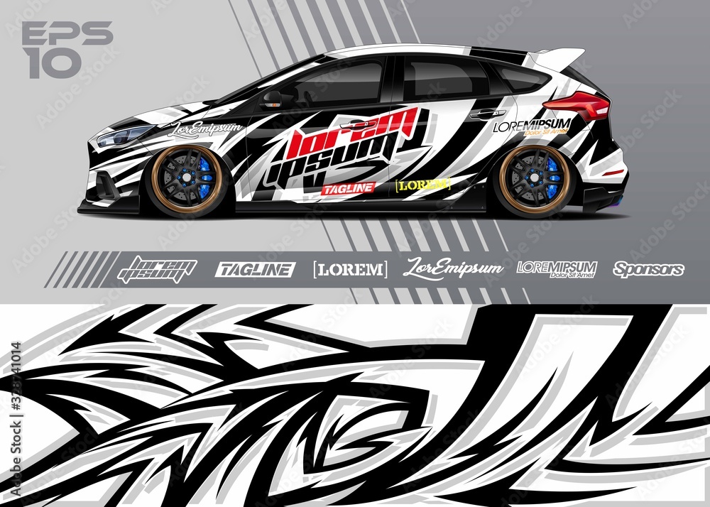 Car graphic livery design vector. Abstract stripe racing background for ...