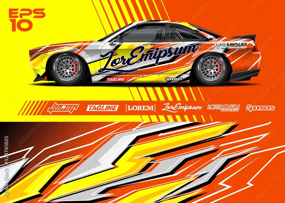 Car graphic livery design vector. Abstract stripe racing background for ...