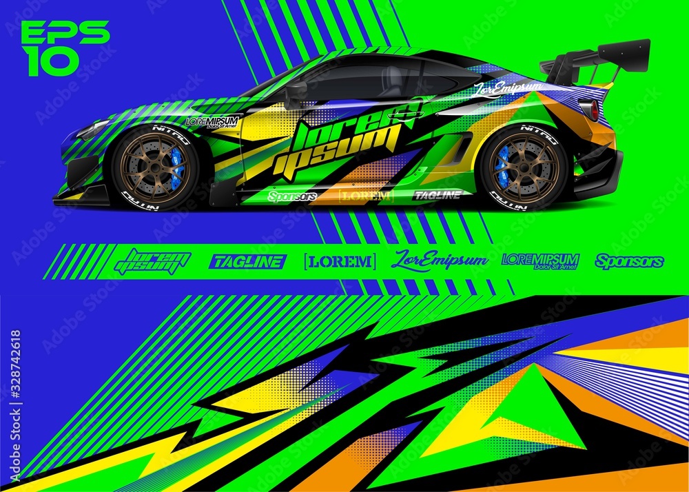 Car graphic livery design vector. Abstract stripe racing background for ...