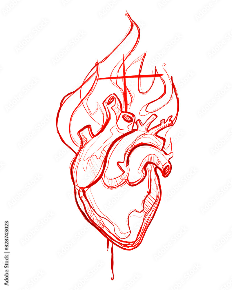 Jesus Christ sacred heart illustration Stock Illustration | Adobe Stock