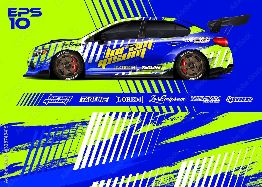 Car graphic livery design vector. Abstract stripe racing background for ...