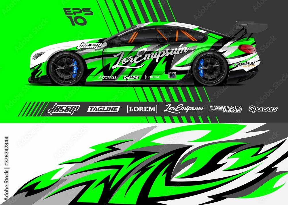 Car graphic livery design vector. Abstract stripe racing background for ...