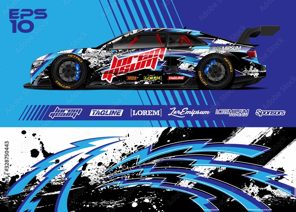 Car graphic livery design vector. Abstract stripe racing background for ...