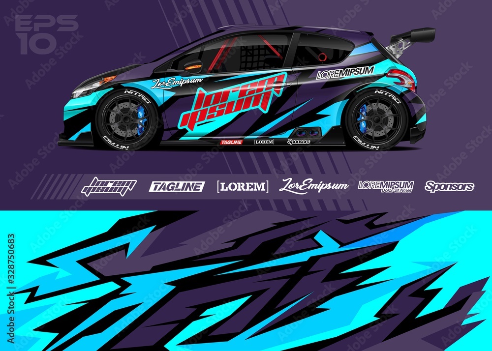 Car graphic livery design vector. Abstract stripe racing background for ...