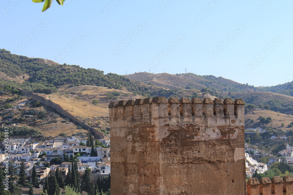Tower of the Cubo (Torre del Cubo), watch and arms towers of Alcazaba ...