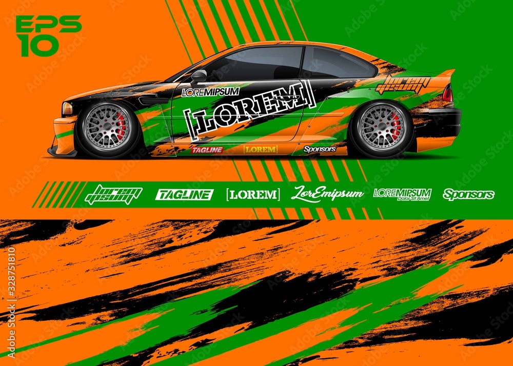 Car graphic livery design vector. Abstract stripe racing background for ...