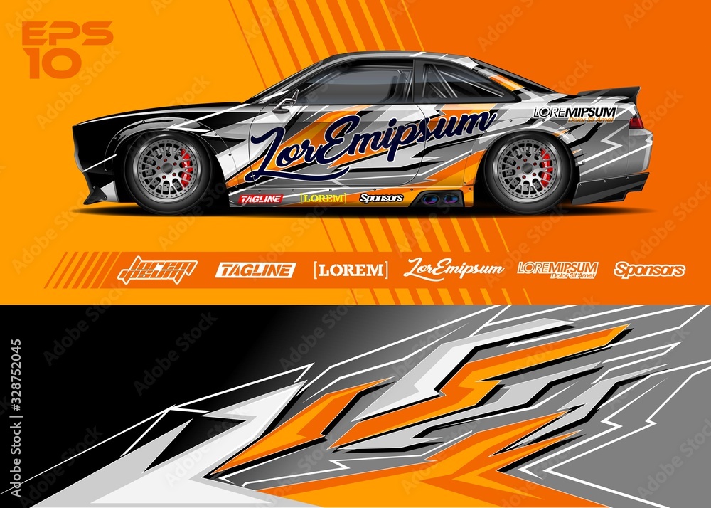 Car graphic livery design vector. Abstract stripe racing background for ...