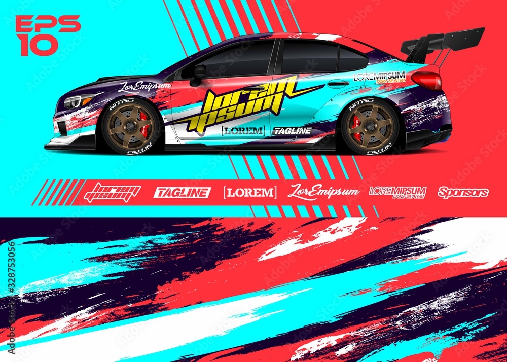 Car graphic livery design vector. Abstract stripe racing background for ...