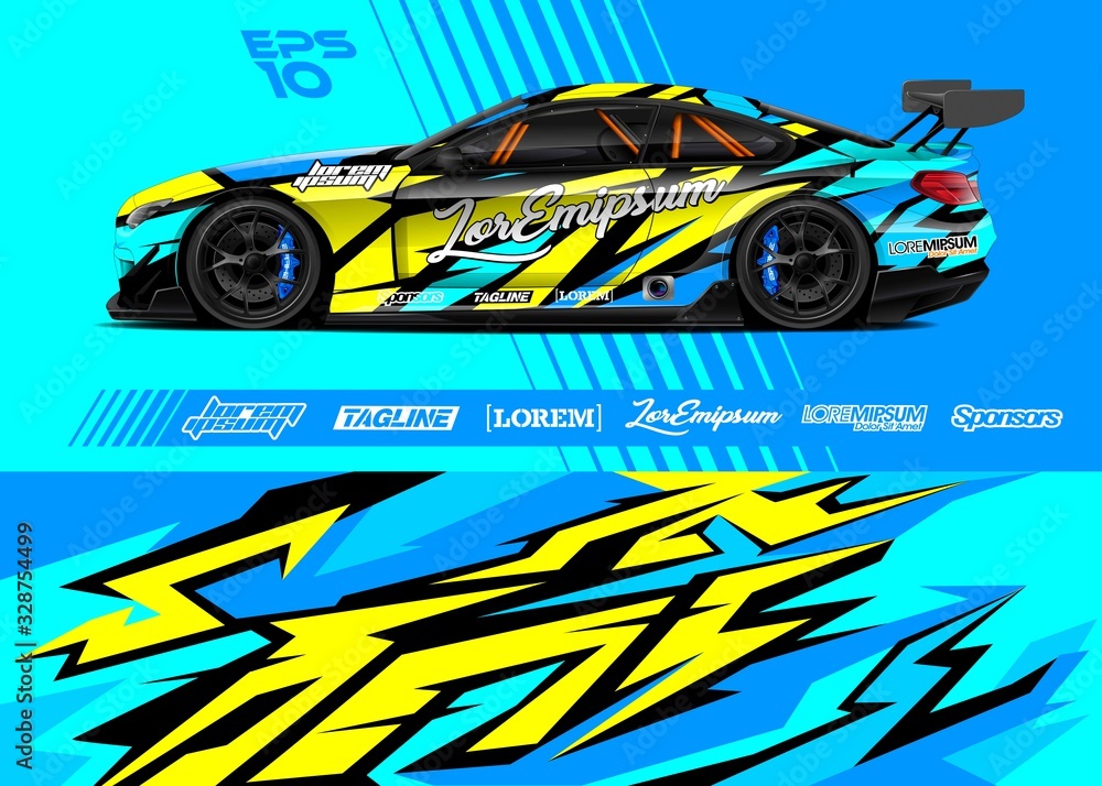 Car graphic livery design vector. Abstract stripe racing background for ...