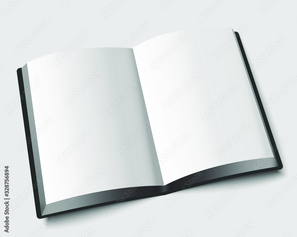 A4 book mock up with black hard cover. Blank journal template design ...