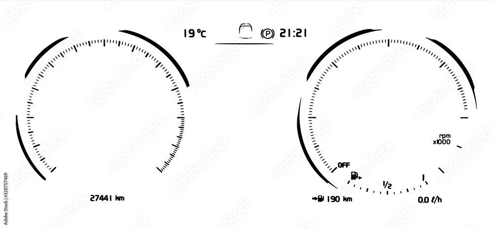 Illustration of empty car dashboard panel concept. Digital instrument ...