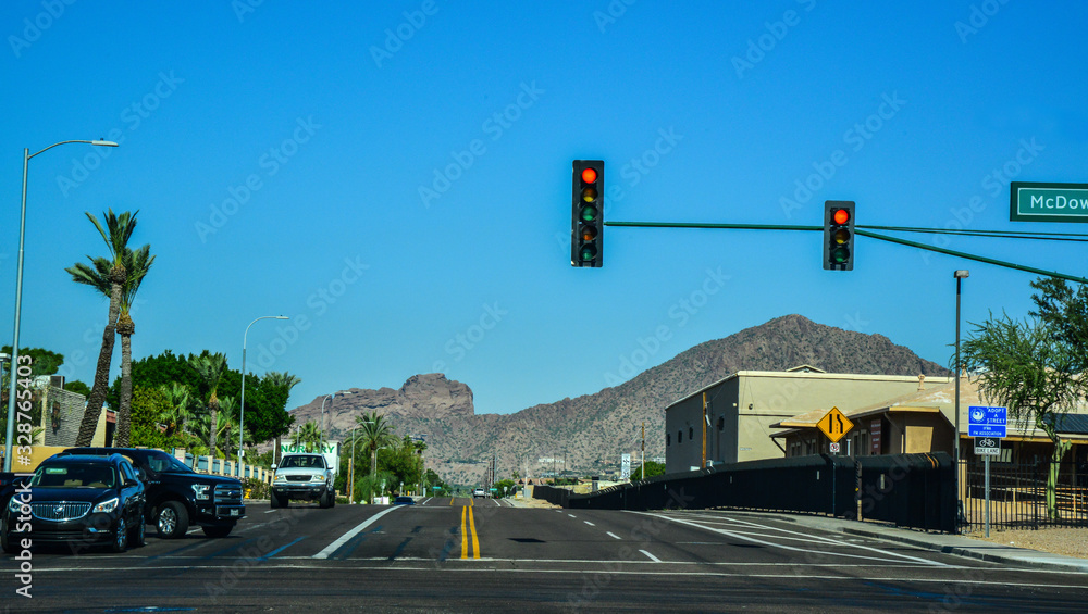 USA, PHENIX, ARIZONA- NOVEMBER 17, 2019: Traffic Lights, Traffic Signs ...