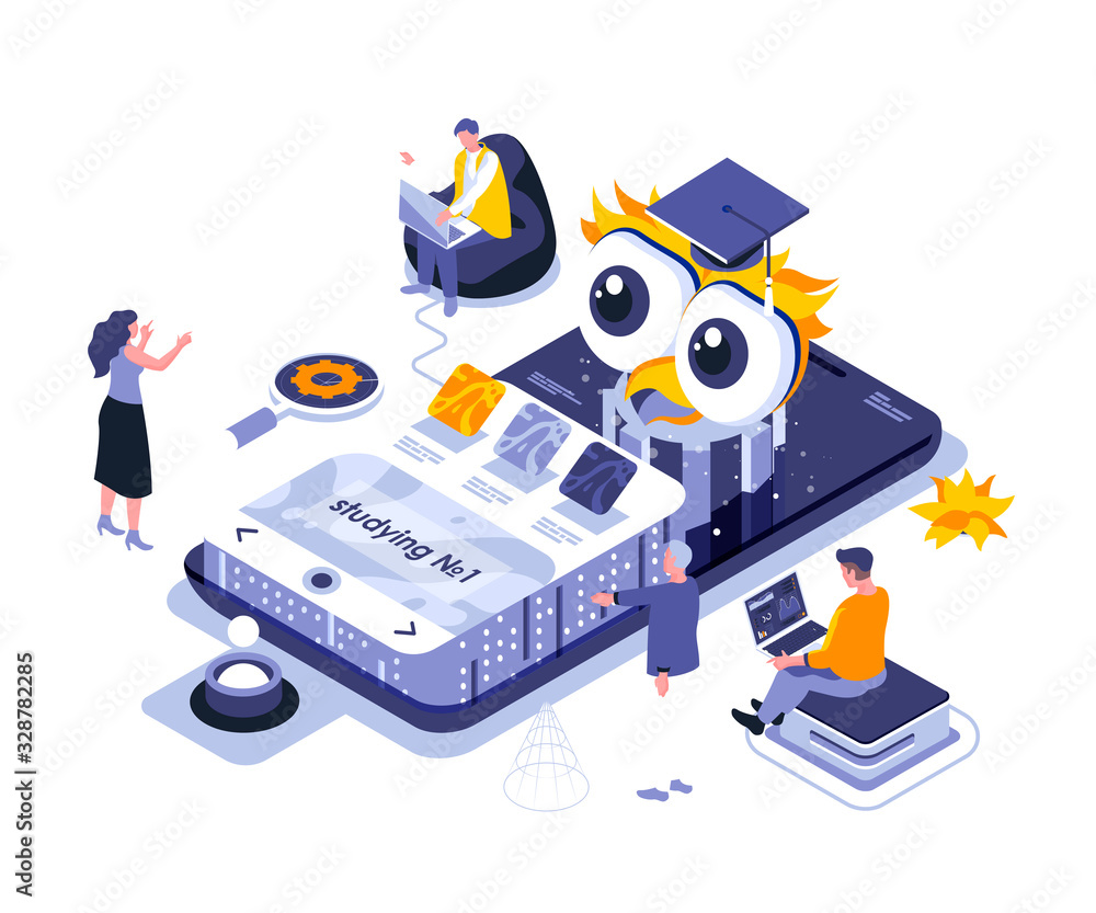 Online studying landing page vector template. Modern university course ...