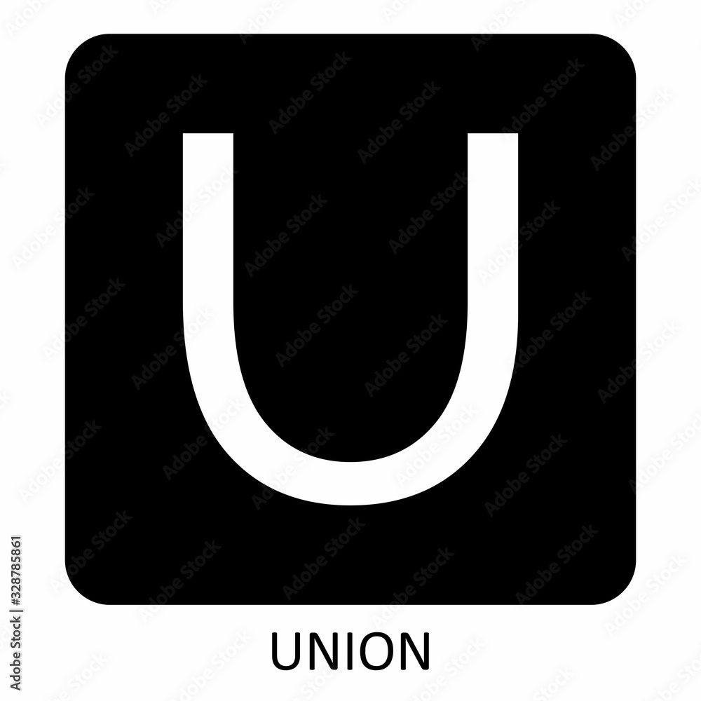 The Math set Union icon on dark background Stock Vector | Adobe Stock