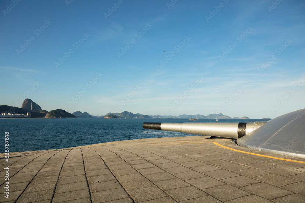 Military fort with war cannon, bunker with defense canons and Pao de ...