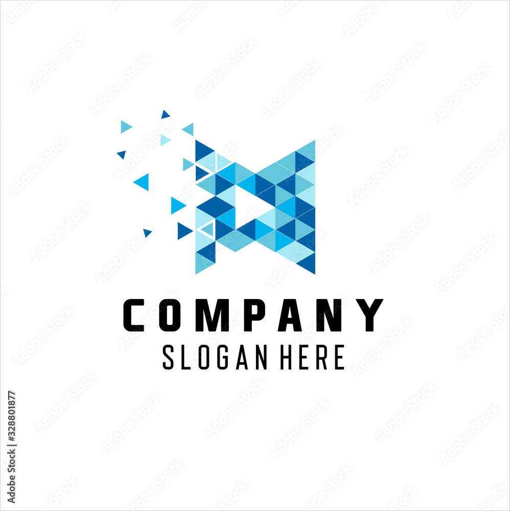 M Letter pixel logo design modern template, Play Media Logo Design ...