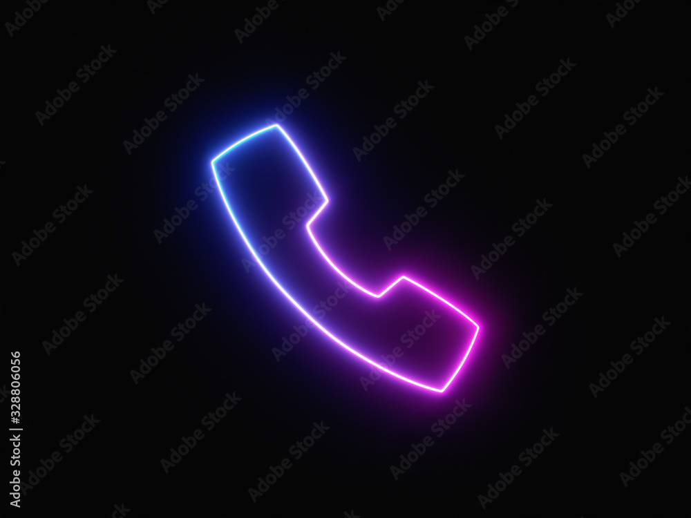 Blue and purple neon light icon isolated in black background. Vibrant ...