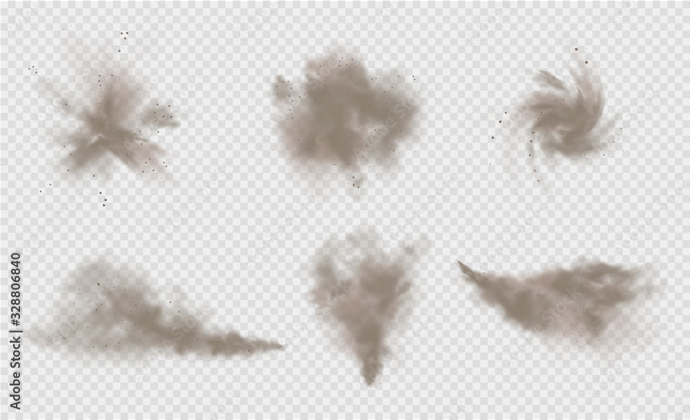 Dust cloud, sand storm, powder spray on transparent background. Desert ...