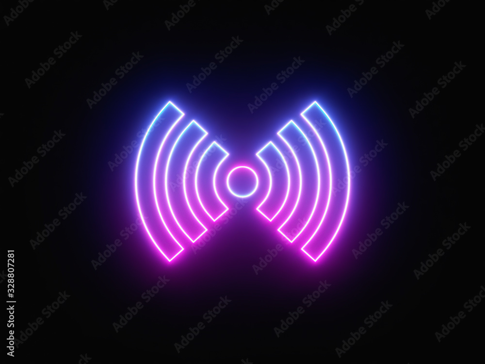 Blue and purple neon light icon isolated in black background. Vibrant ...