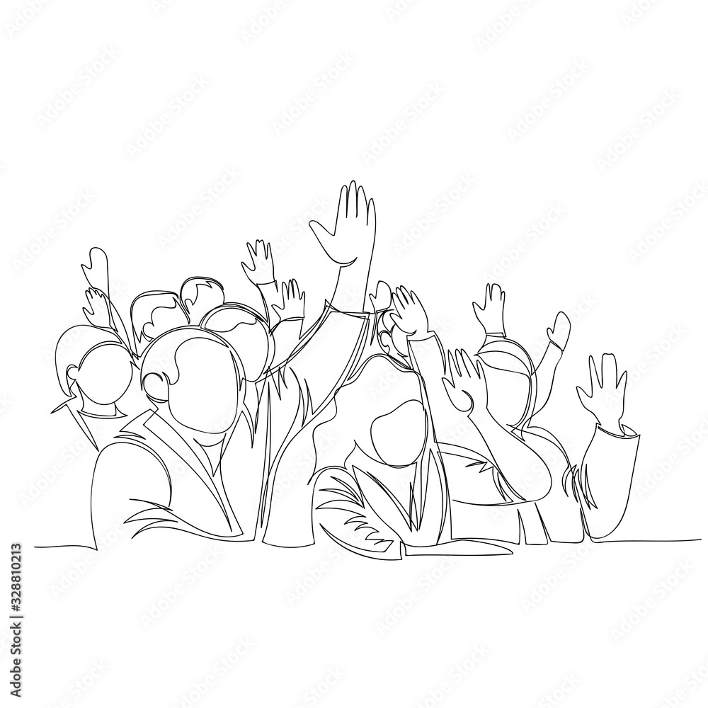 crowd of people. vector contour image of a group of people. one ...