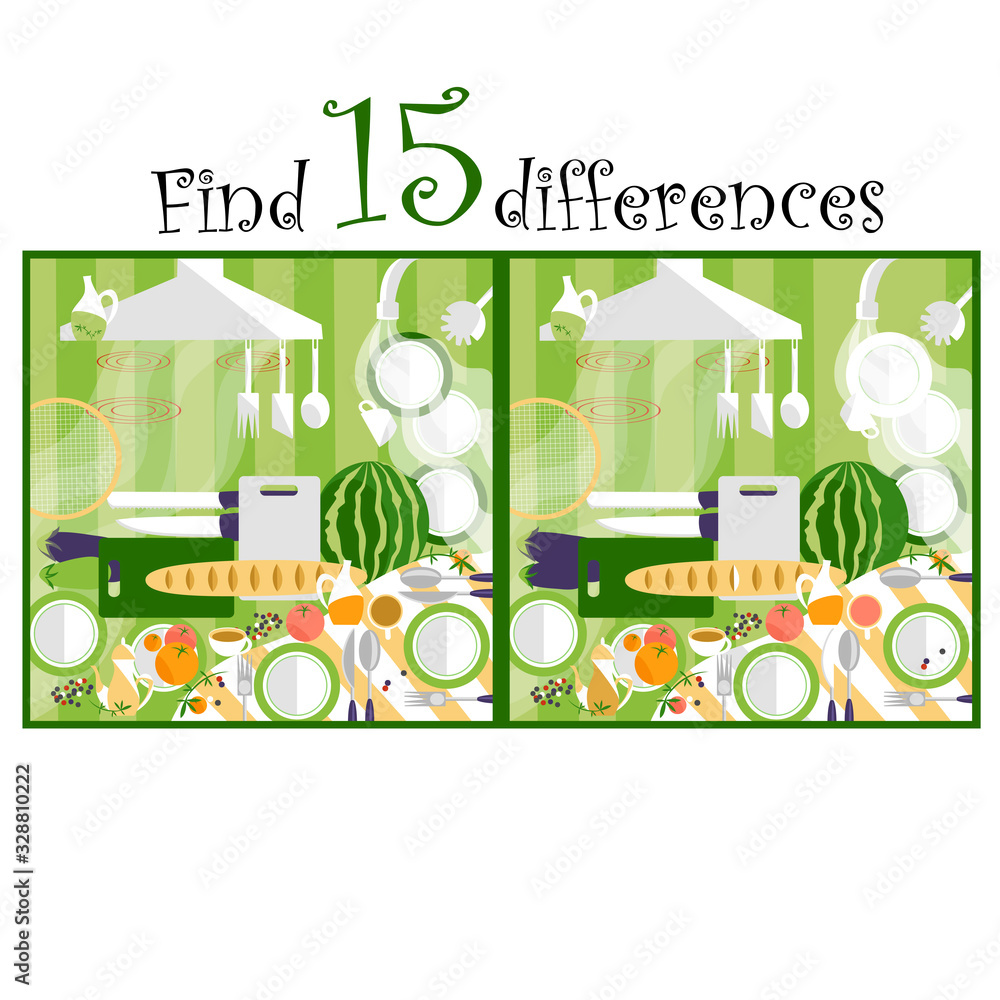 find the difference. vector image with different images. puzzle for ...