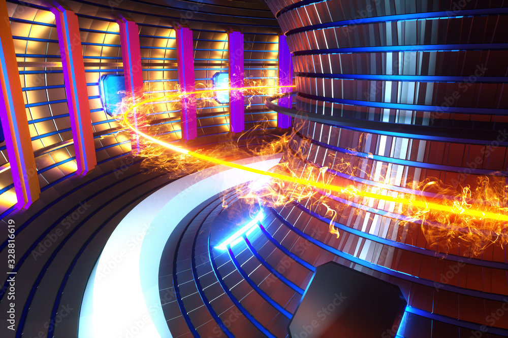 3d Render Fusion Reactor Nuclear Fusion Tokamak Inside Heated Plasma