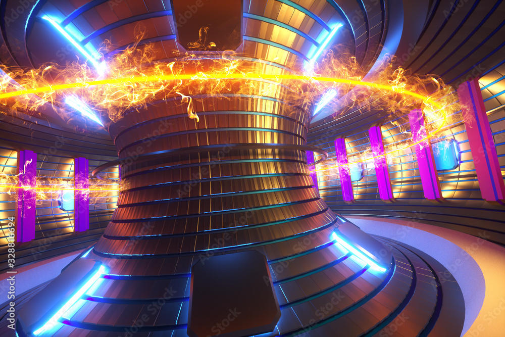 3d Render Fusion Reactor Nuclear Fusion Tokamak Inside Heated Plasma