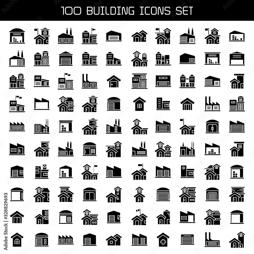 big set of building, tower city icons vector Stock Vector | Adobe Stock