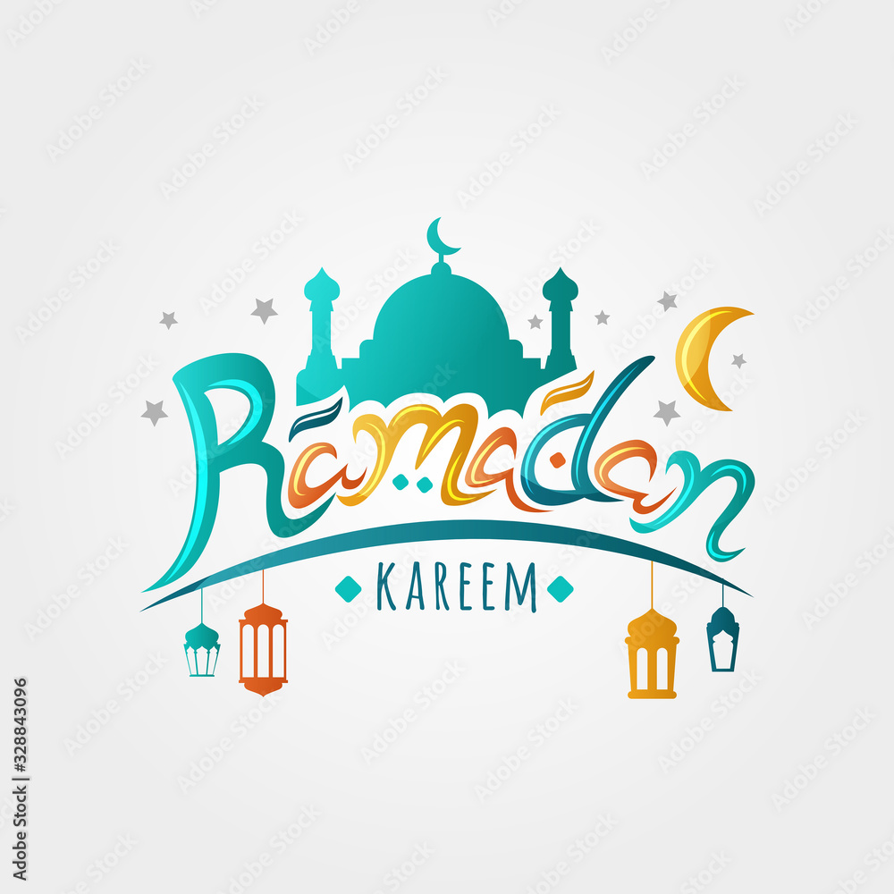 vector illustration of handwritten ramadan kareem greeting card Stock ...