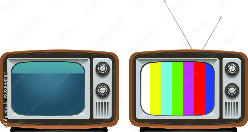 Vector old style, retro Televisions with color bars, test pattern ...