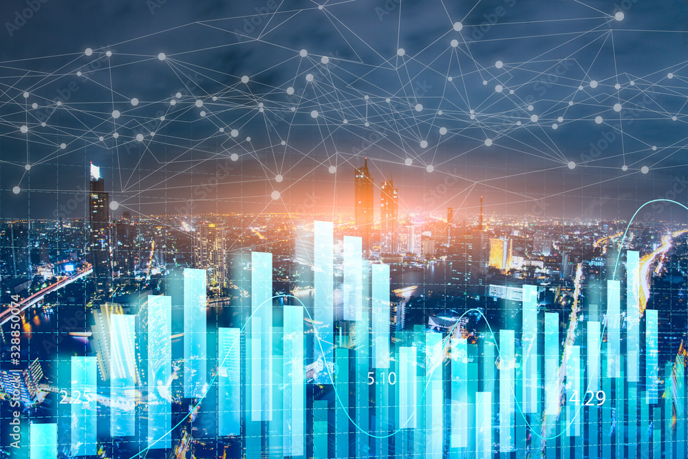 Future cities IOT concept - Smart city and global network concept.Big ...