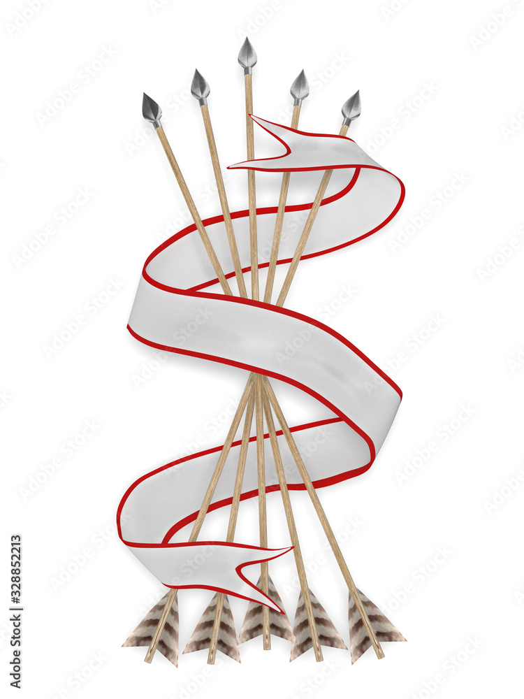 Medieval arrows tied with a flap of fabric 3d rendering Stock ...