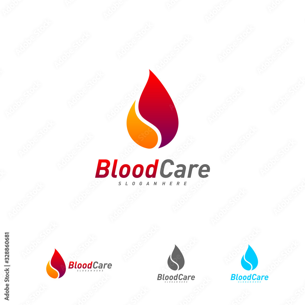 Blood Donation logo template vector, Droplet Blood logo design concept ...