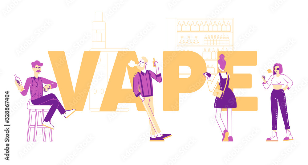 Vetor de Vape Shop Business and Smoking Addiction Concept. Urban ...