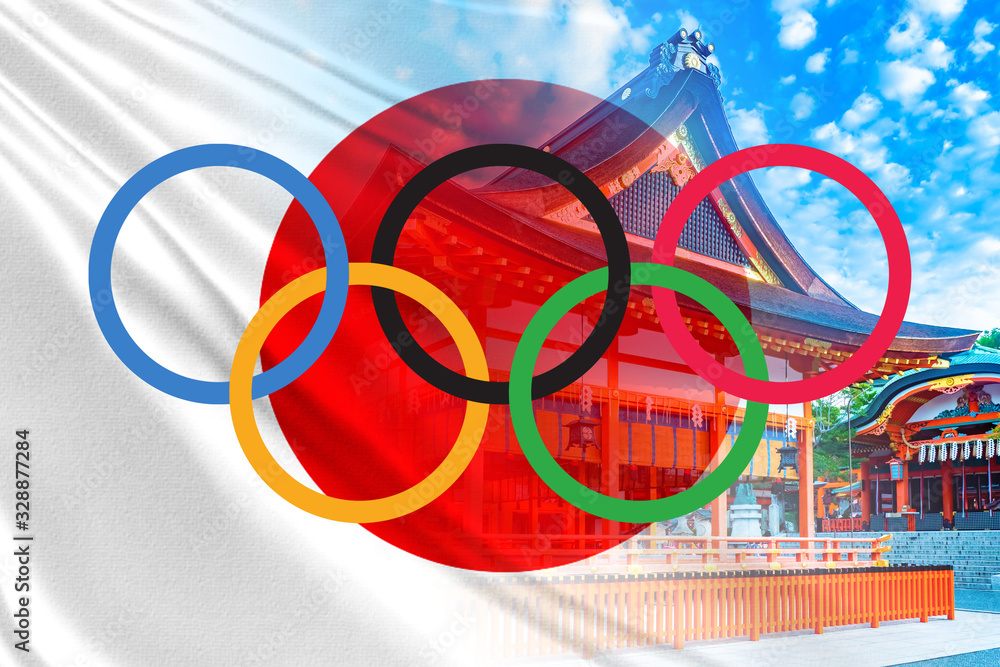 Olympics in Japan. Summer Olympic Games 2020. The logo of the Olympics ...