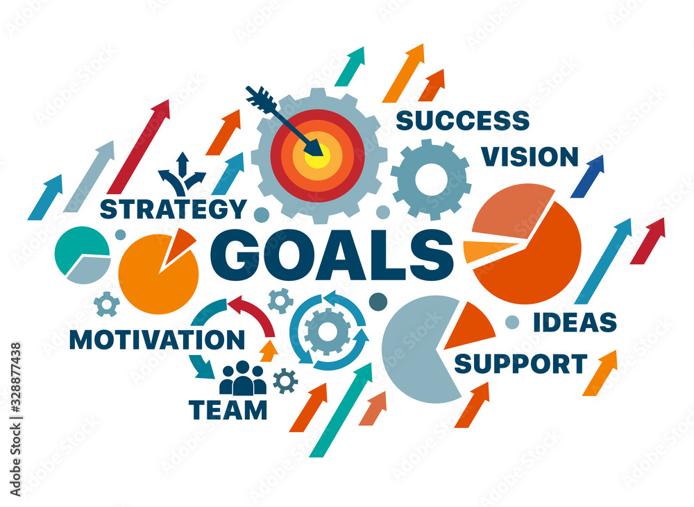 Banner goals concept. Chart with icons and keywords Stock Vector ... Banner goals concept. Chart with icons and keywords Stock Vector ...