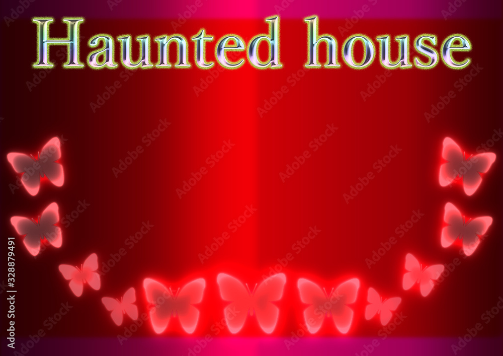 This is an illustration with the word haunted house. The gradation can ...