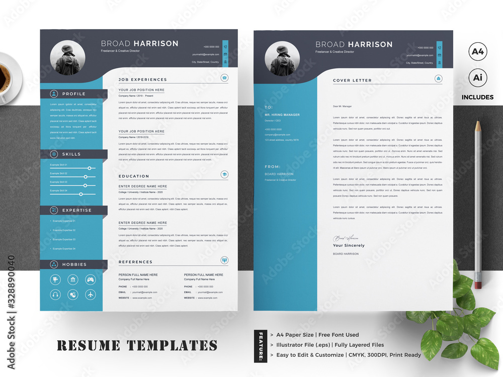 Resume / CV Template Stock Vector | Adobe Stock