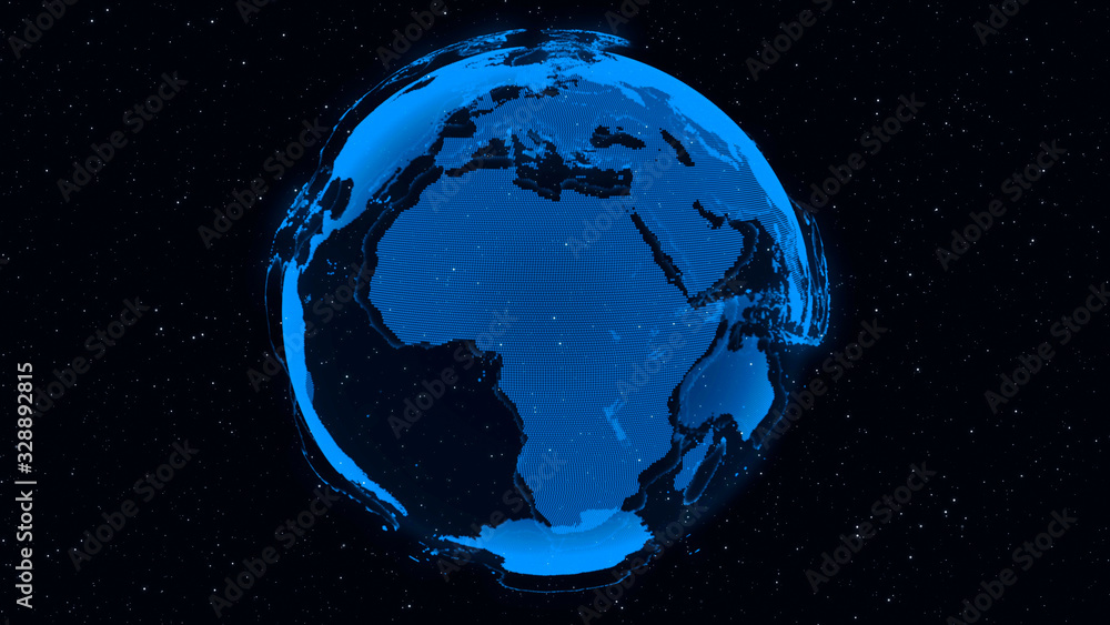 3D Digital Earth shows concept of global network connection of ...